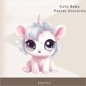 Cute Baby Unicorn Clipart, Baby Unicorn PNG, Pastel Fantasy ...