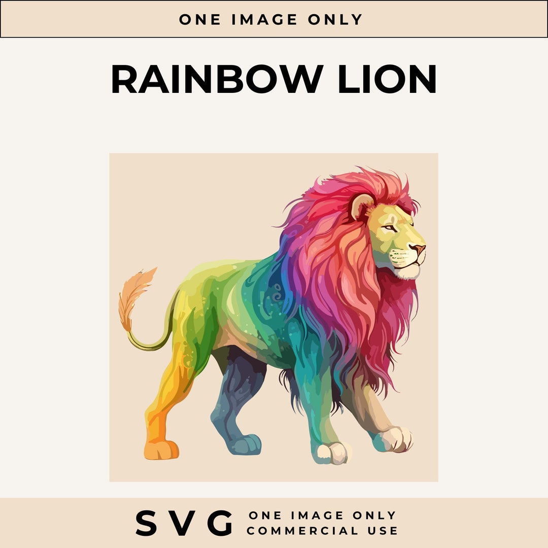 Lion Svg, Animal Svg , Digital Download, Colorful Lion, Watercolor ...