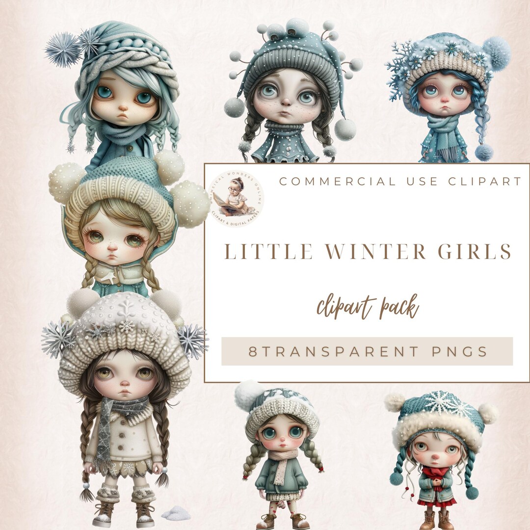 Whimsical Clipart, Winter Girls Clipart, Seasonal Clipart, Girl Clipart ...