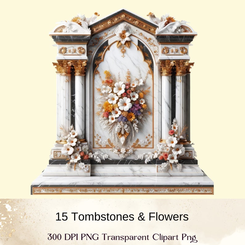 Tombstone Clipart, Tombstone With Flowers, Illustrations of Graveyard ...