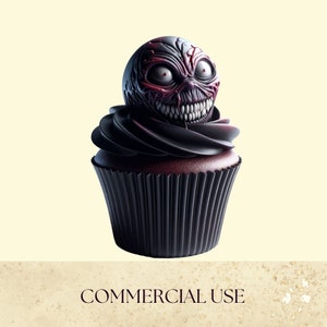 Scary Creepy Cupcake Clipart, Halloween Party Invitations, Creepy ...