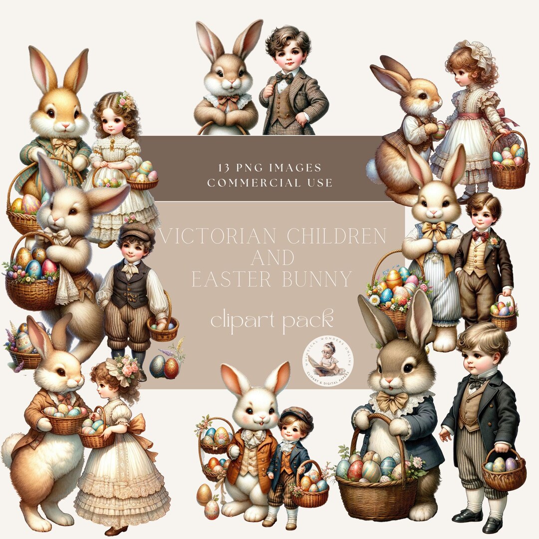 Cute Easter Clipart, Victorian Children Clipart, Fashion Clipart ...