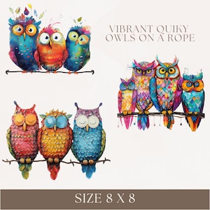 Quirky Owl Clip Art, Owls on A Rope, Funny Birds, Pets Clipart ...
