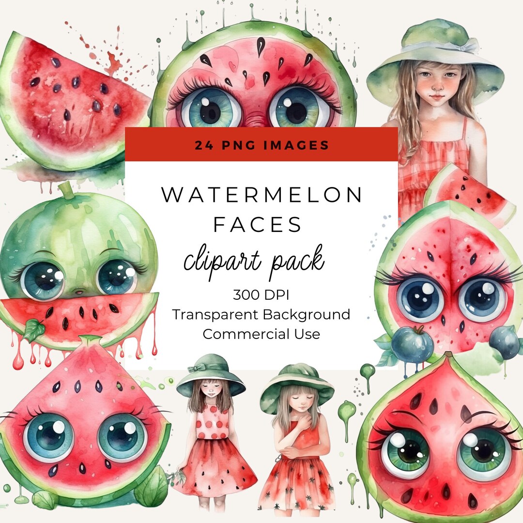 Watermelon Clipart Pack, Clip Art, Watercolor Summer Fruit, Tropical ...