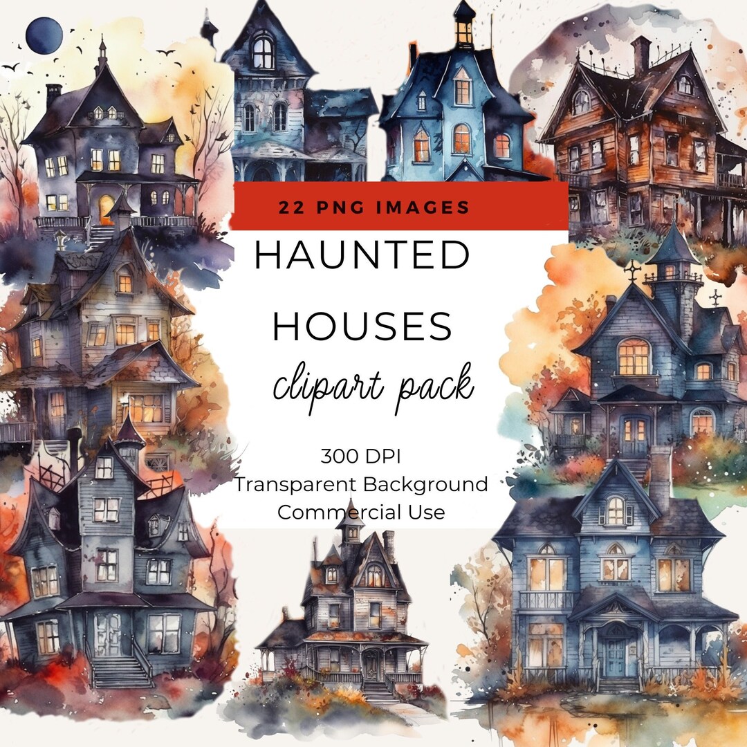 Haunted House Clipart, Watercolor Haunted House, Haunted House PNG ...