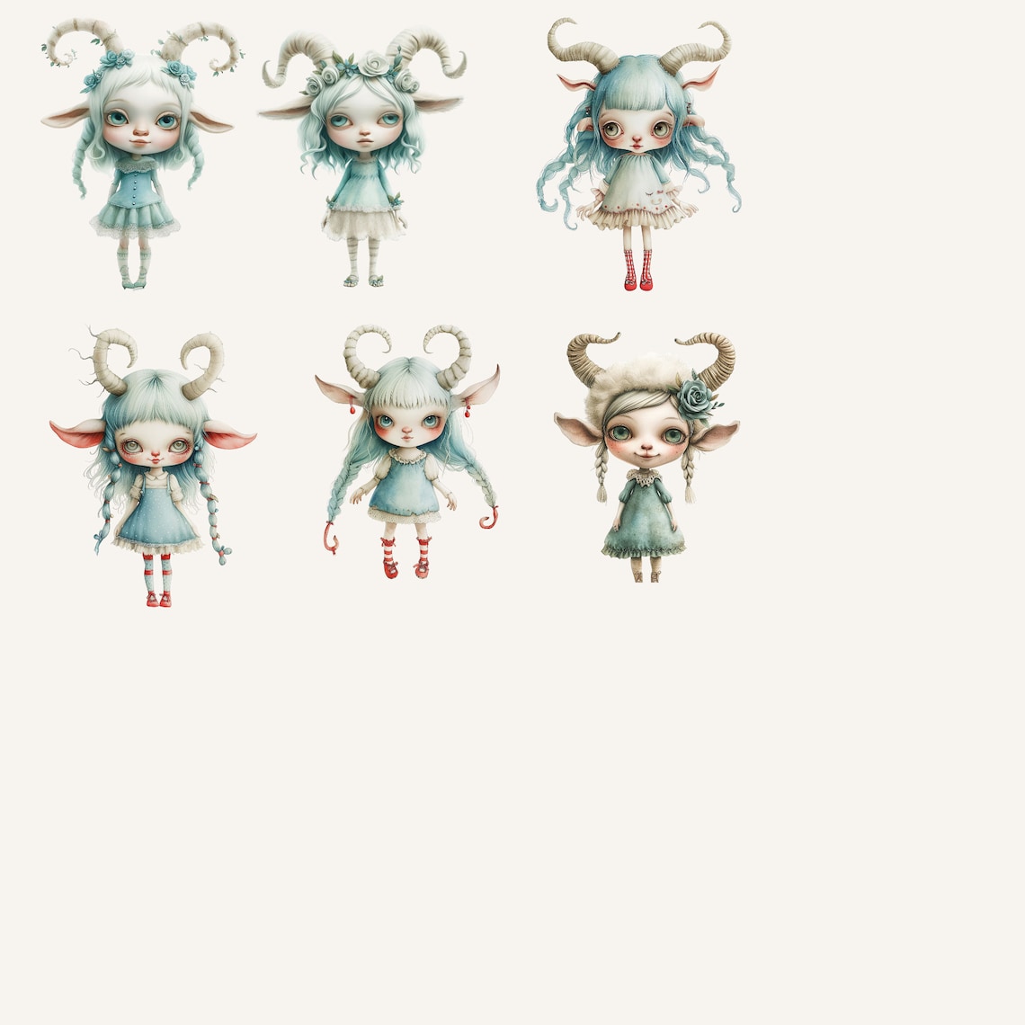 Whimsy Clipart, Goat Girl Clipart, Fantasy Clipart, Girl Clipart ...
