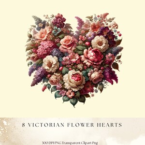 Floral Heart Clipart, Victorian Valentims Day, Heart Clip Art, Heart ...