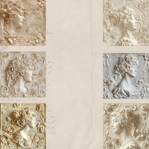 Embossed Victorian Lady Digital Papers, Vintage Background Papers ...