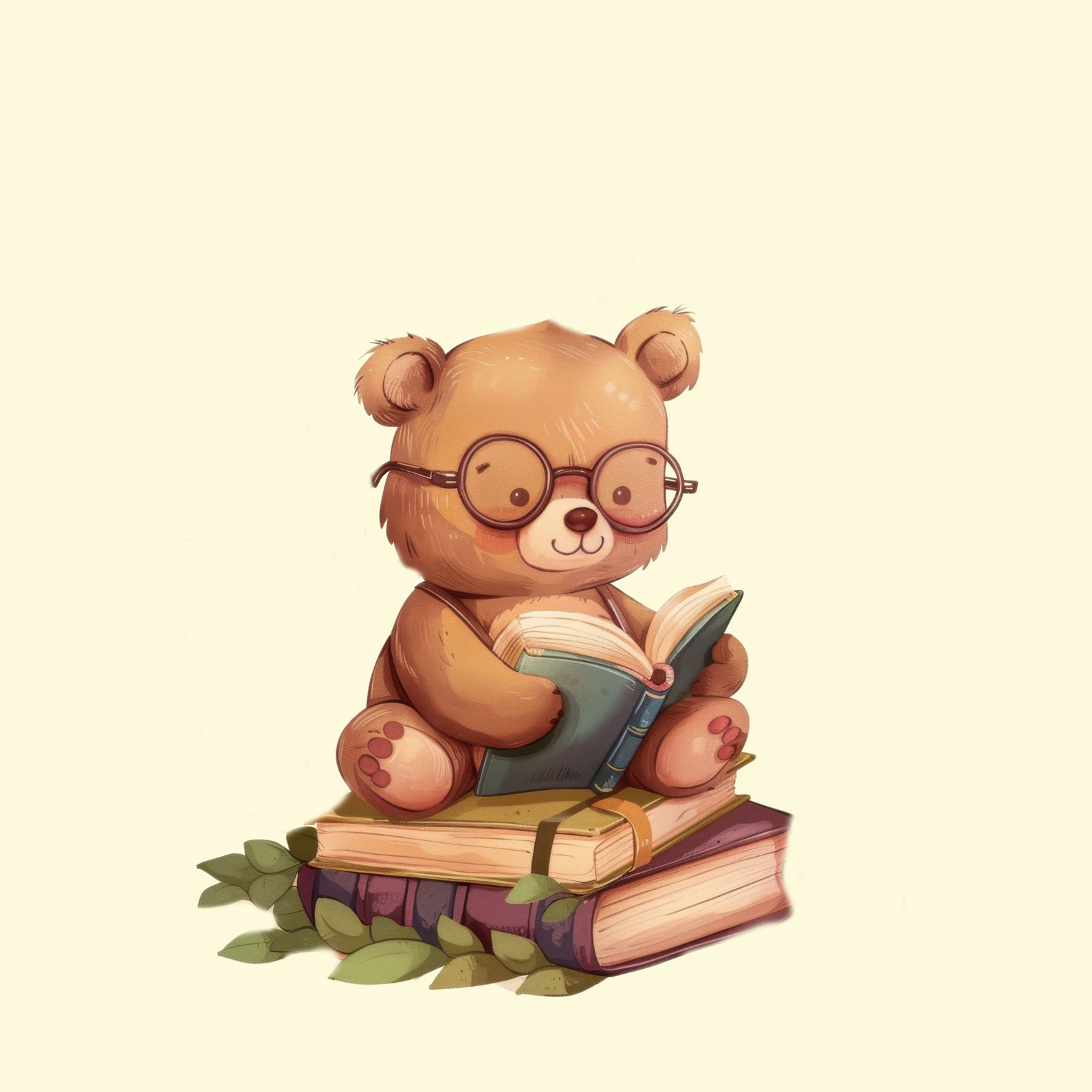 Teddy Bear Clipart, Book Clip Art, Book Lover Clipart, Stack of Books ...