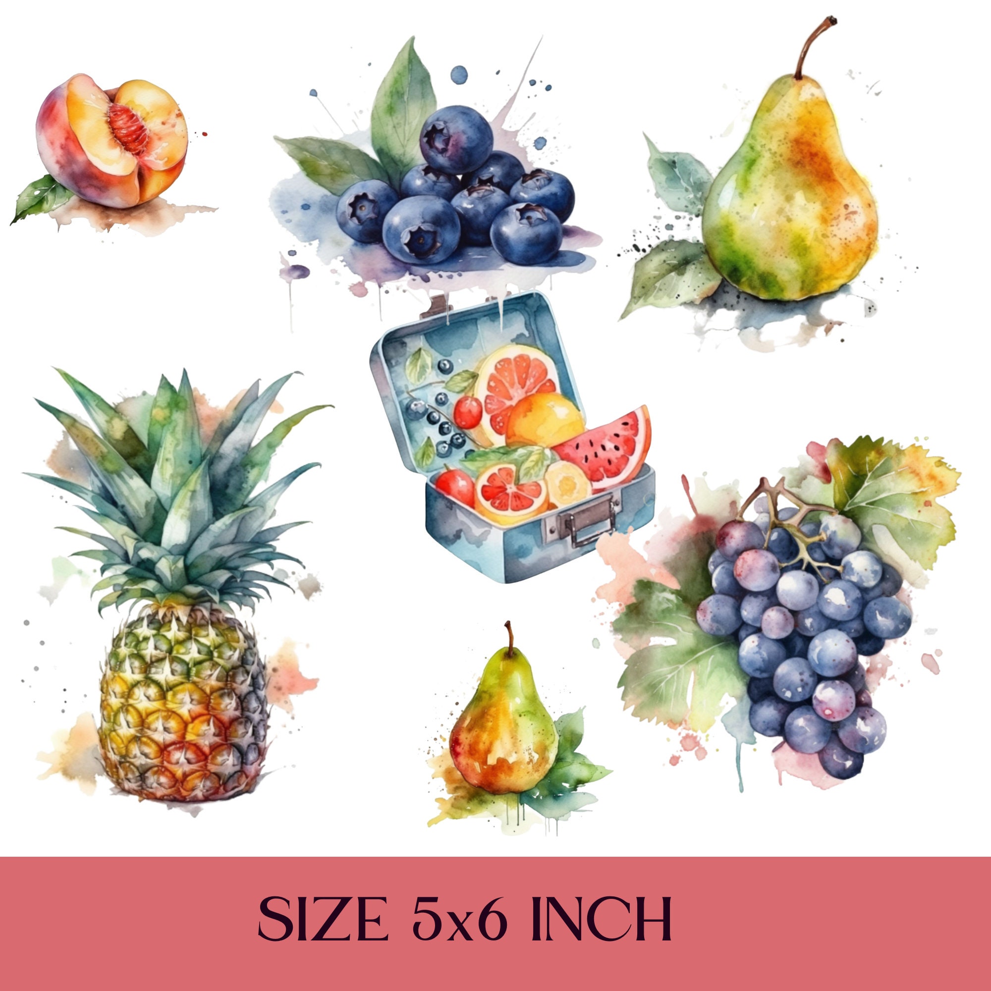 Watercolor Fruits Clipart, Strawberry Clipart, Watercolor Clipart ...