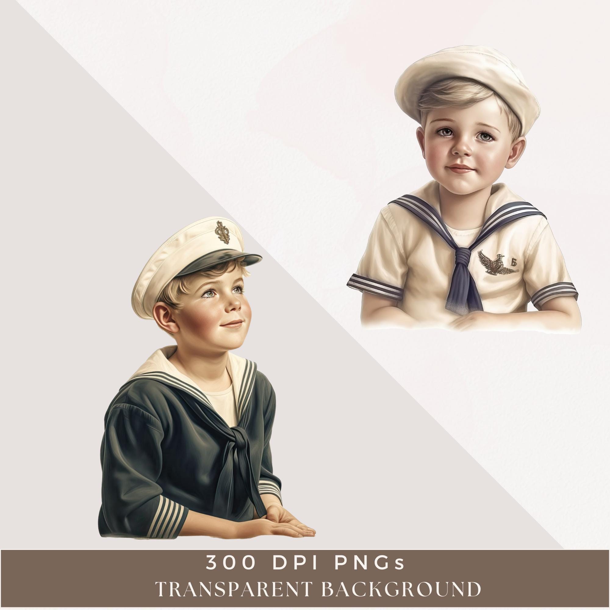 Cute Sailor Boys Clipart, Nautical Clipart, Little Sailor Clipart ...