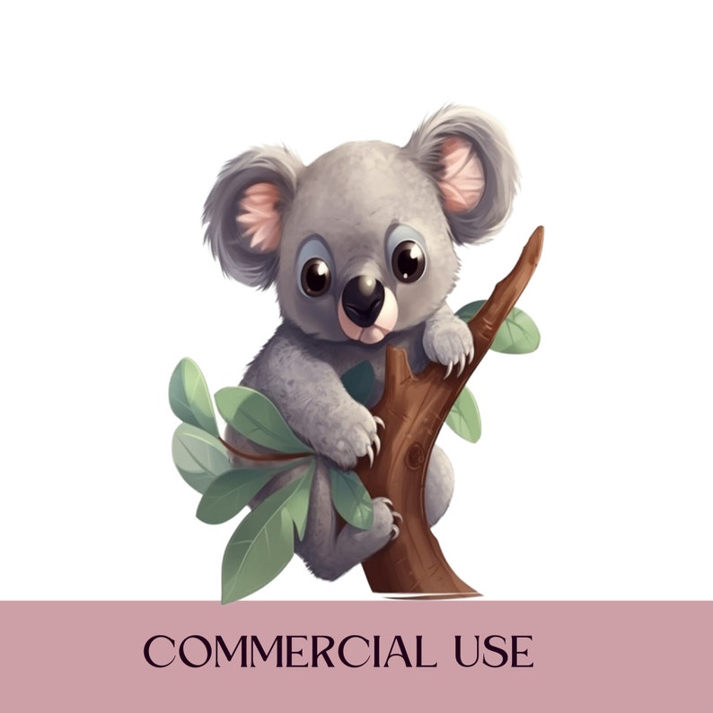 Koala Watercolor Clipart Cute Koala Png Nursery Decor Baby - Etsy