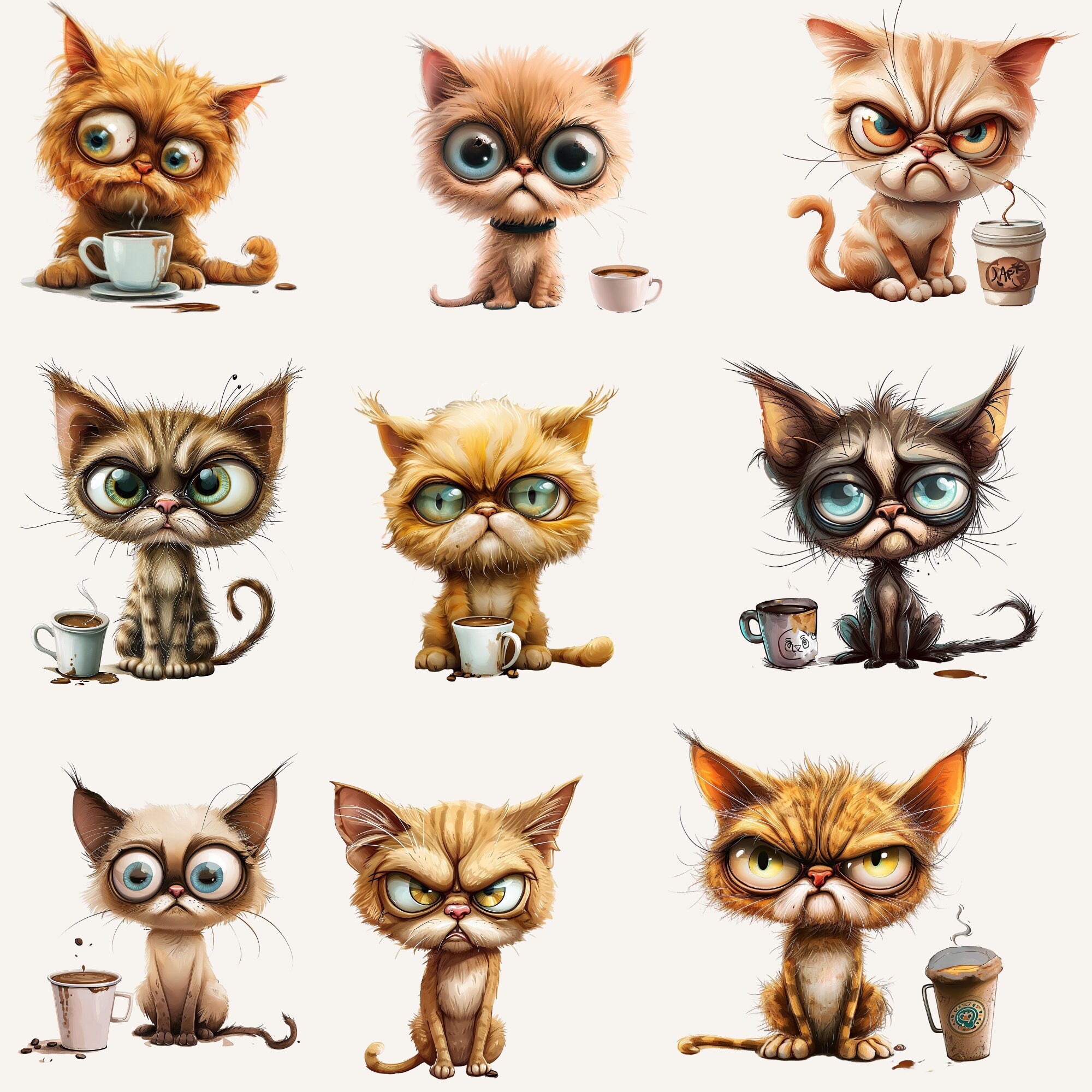 Angry Cat Clipart, Cat Needs His Coffee, Funny Cats, Quirky Cats, Cats ...