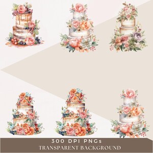 Watercolor Wedding Cake Clipart, Commercial Use, Transparent Pngs ...