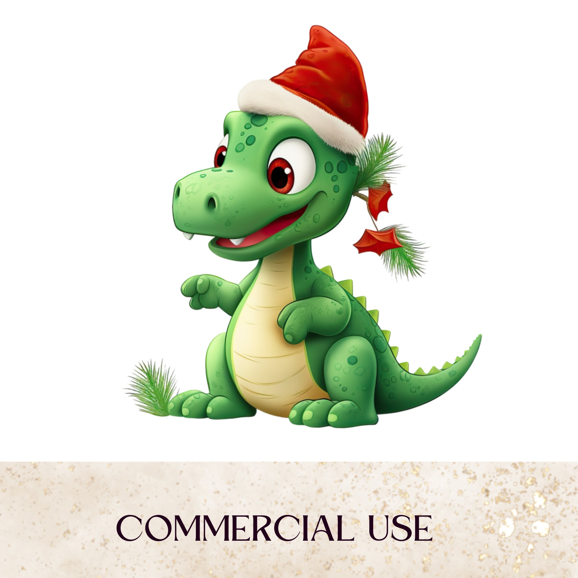 Cute Christmas Dinosaur Clipart, Dinosaur PNG, Festive Clipart ...