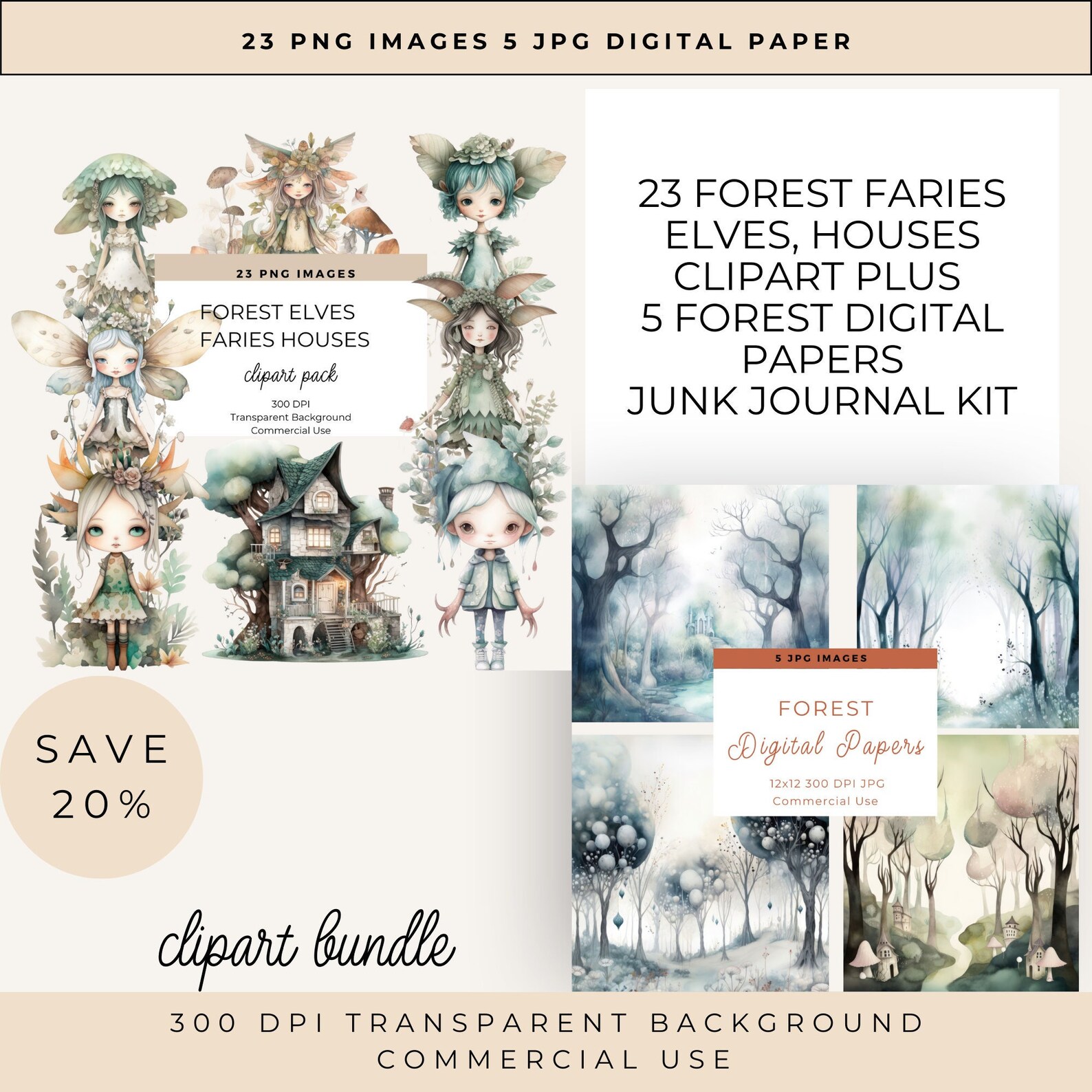 Cute Fairy Clipart Fantasy Clipart Magic Forest Enchanted - Etsy