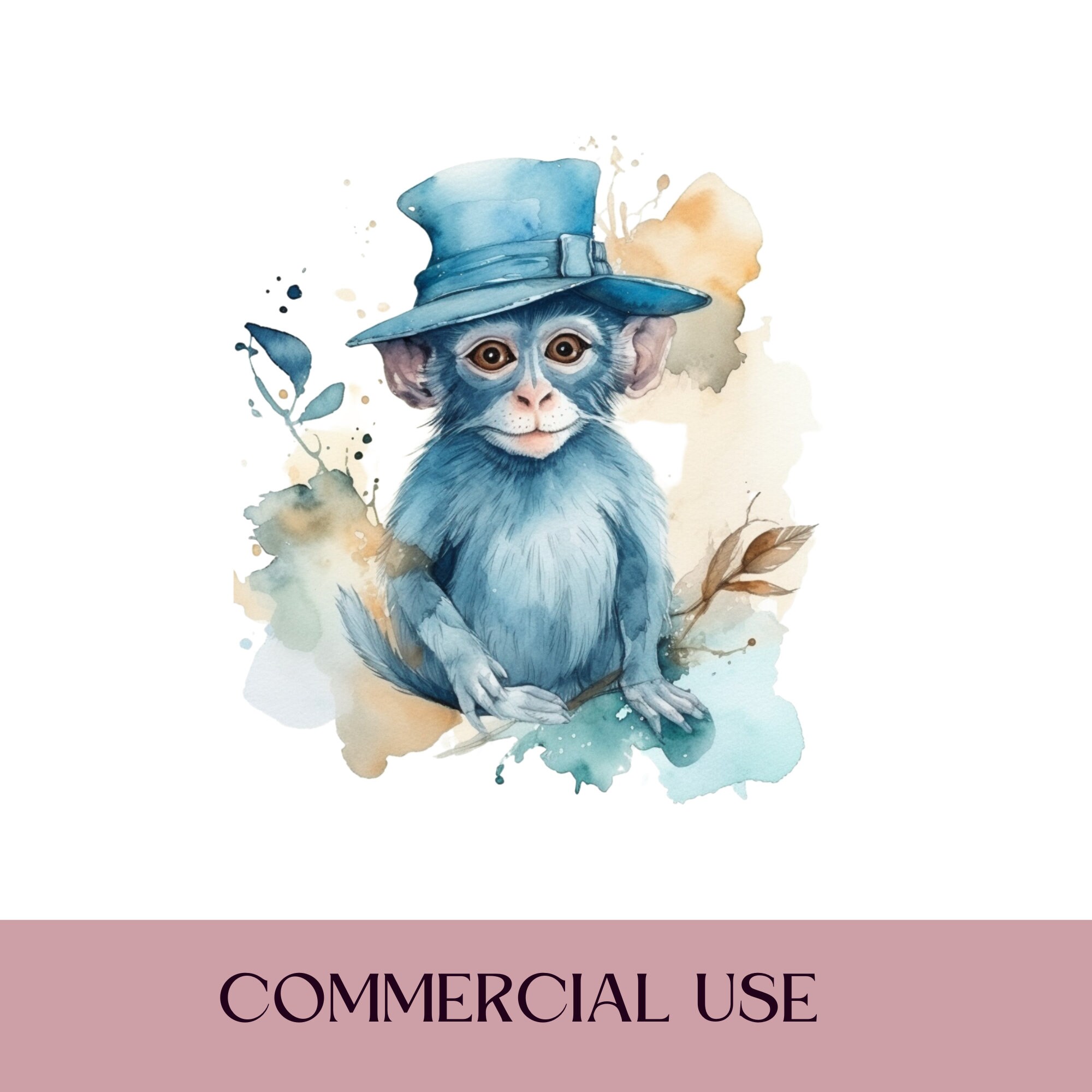 Cute Watercolor Baby Monkey Clipart Set, Monkey PNG, Baby Shower ...