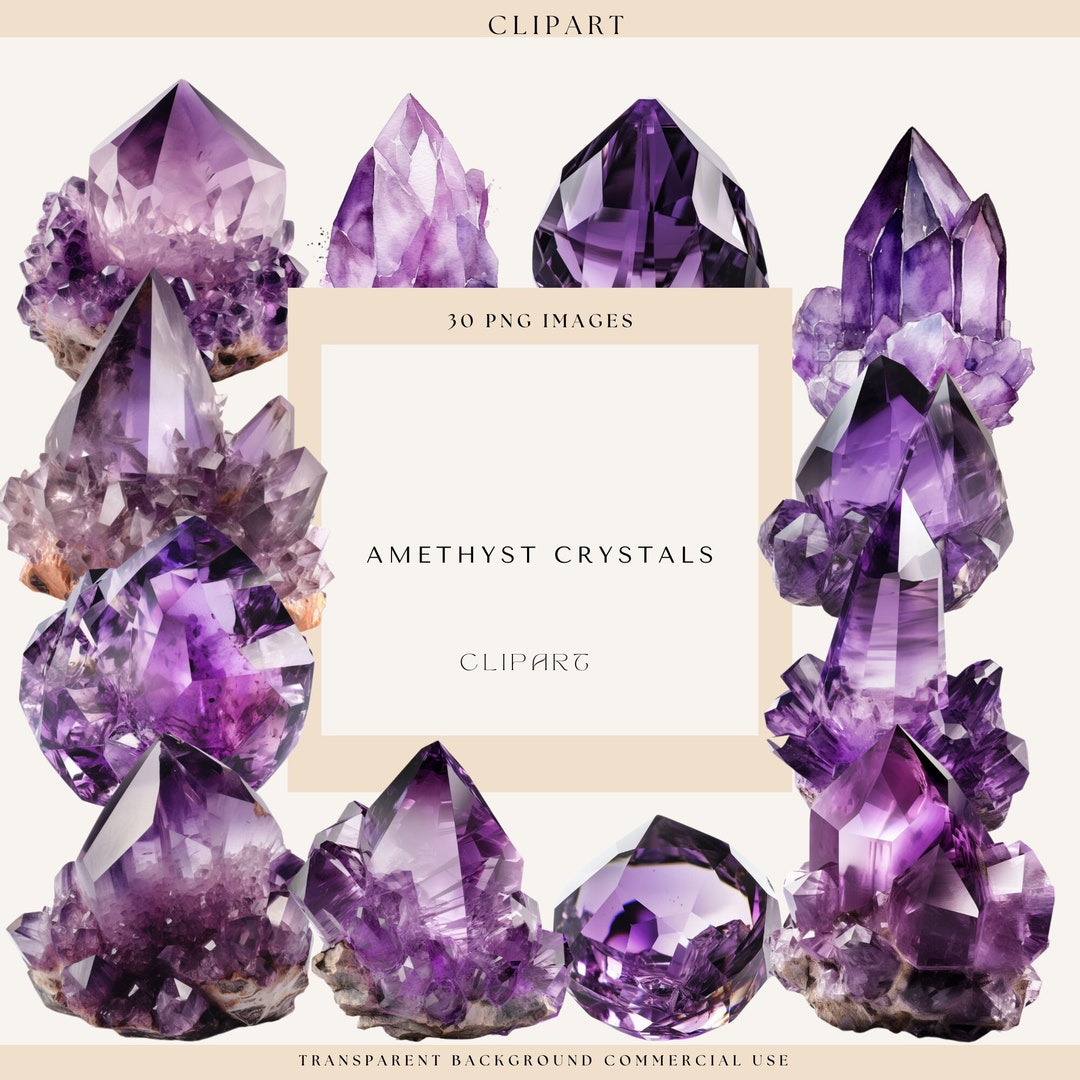 Amethyst Crystal Clipart, Realistic Amethyst Crystal, Commercial Use ...