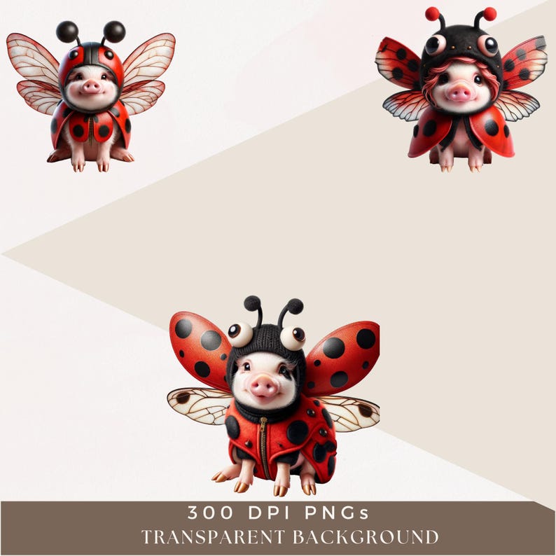 Cute Pig Clipart, Lady Bug Pig, Lady Bug Clipart, Fashion Clipart ...