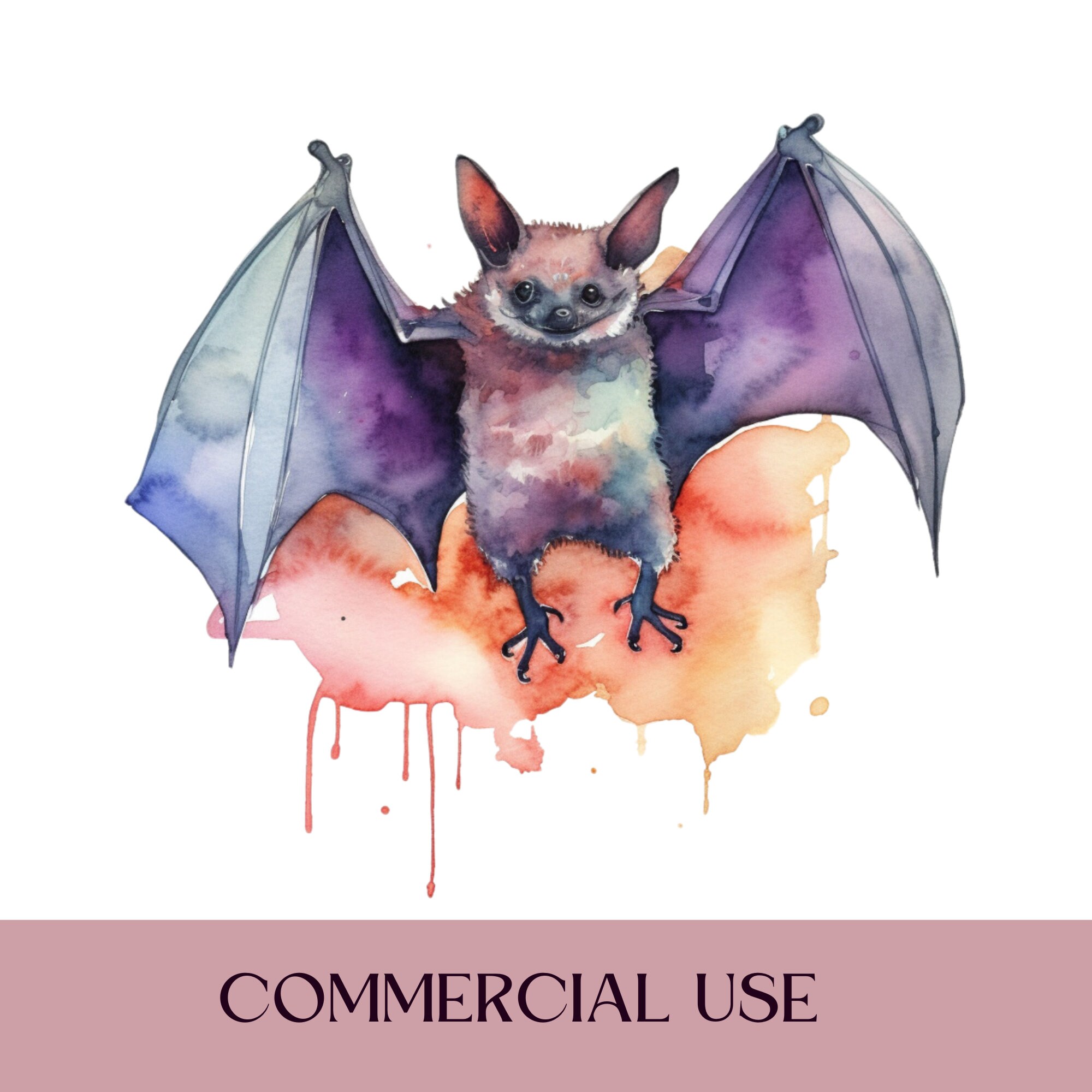 Bat Watercolor Clipart, Sublimation, Bat Wall Art, Bat Prints, Bat ...