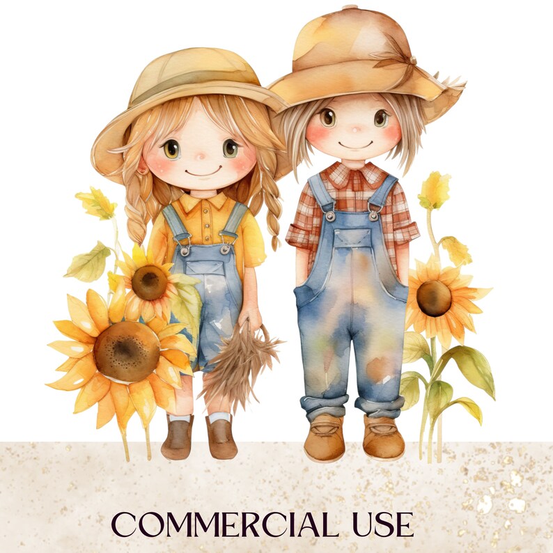 Sunflower Kids Clipart, Sunflower Clipart, Children Clipart, Sunflower ...