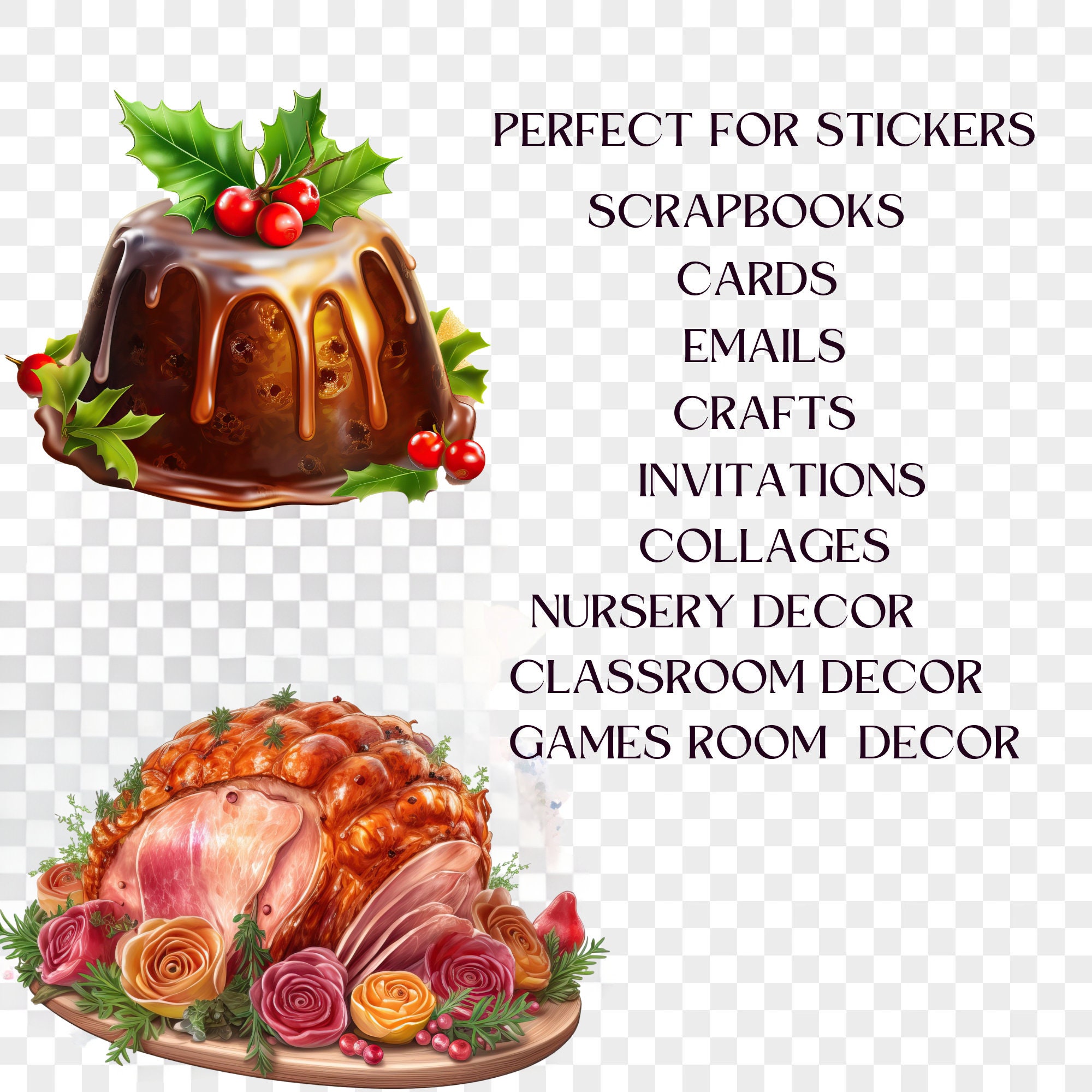 Christmas Dinner Clipart, Watercolor Food Clipart, Dinner Clipart ...