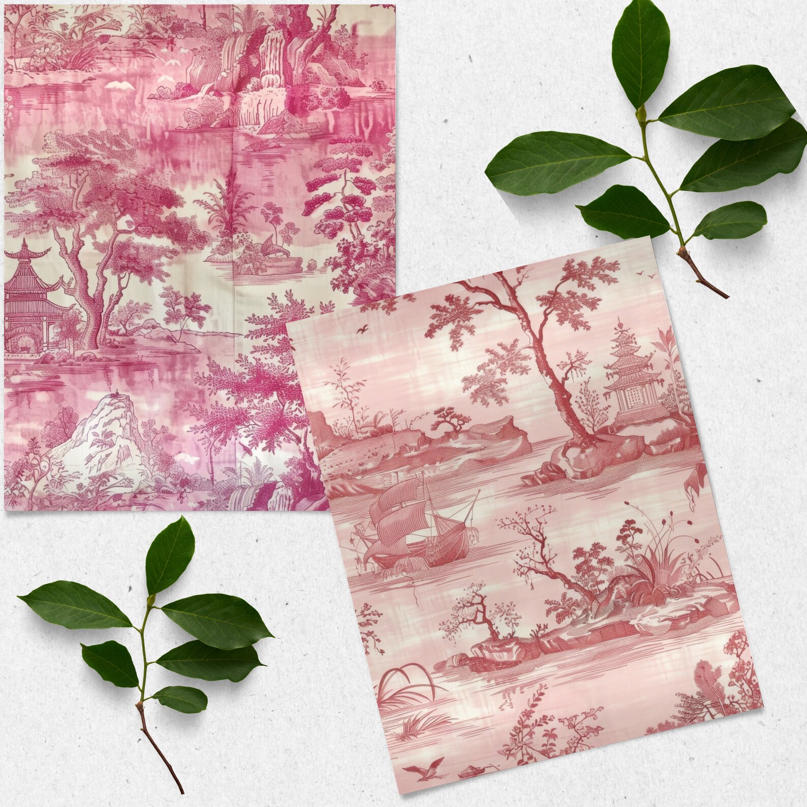 Pink Chinoiserie, Chinoiserie Paper, Asian Digital Paper, French Toile ...
