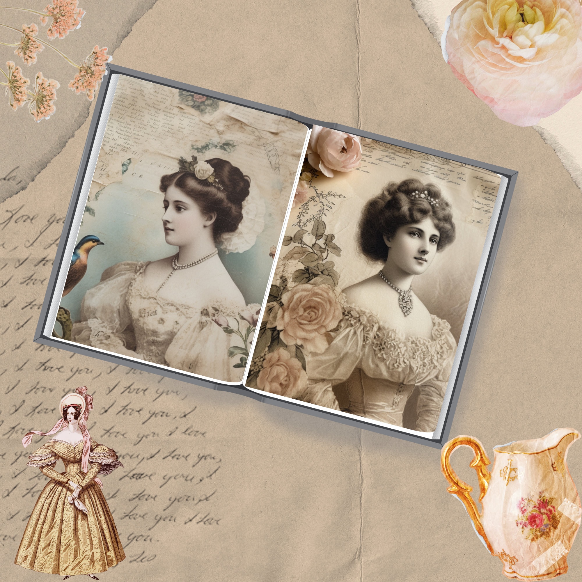 Victorian Ladies Junk Journal Pages Vintage Victorian Lady - Etsy