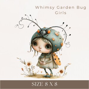Whimsy Garden Bug Girls, Garden Clipart, Cute Bug Clipart, Whimsical ...