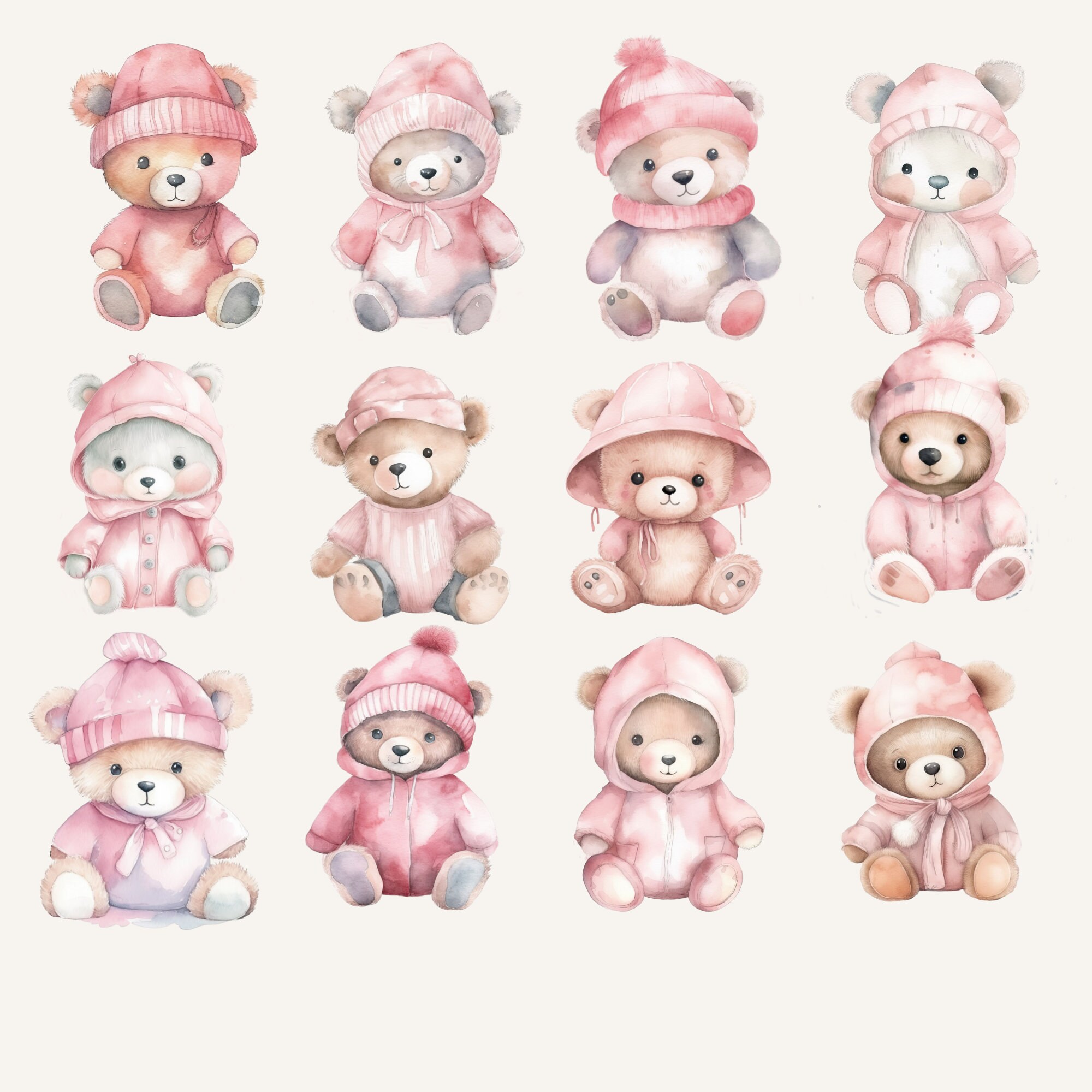 Cute Teddy Clipart, Pink Girl Baby Teddy Bear, Little Bear, Nursery ...