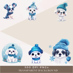 Cute Winter Dog Clipart, Christmas Clipart, Winter Wonderland Clipart ...