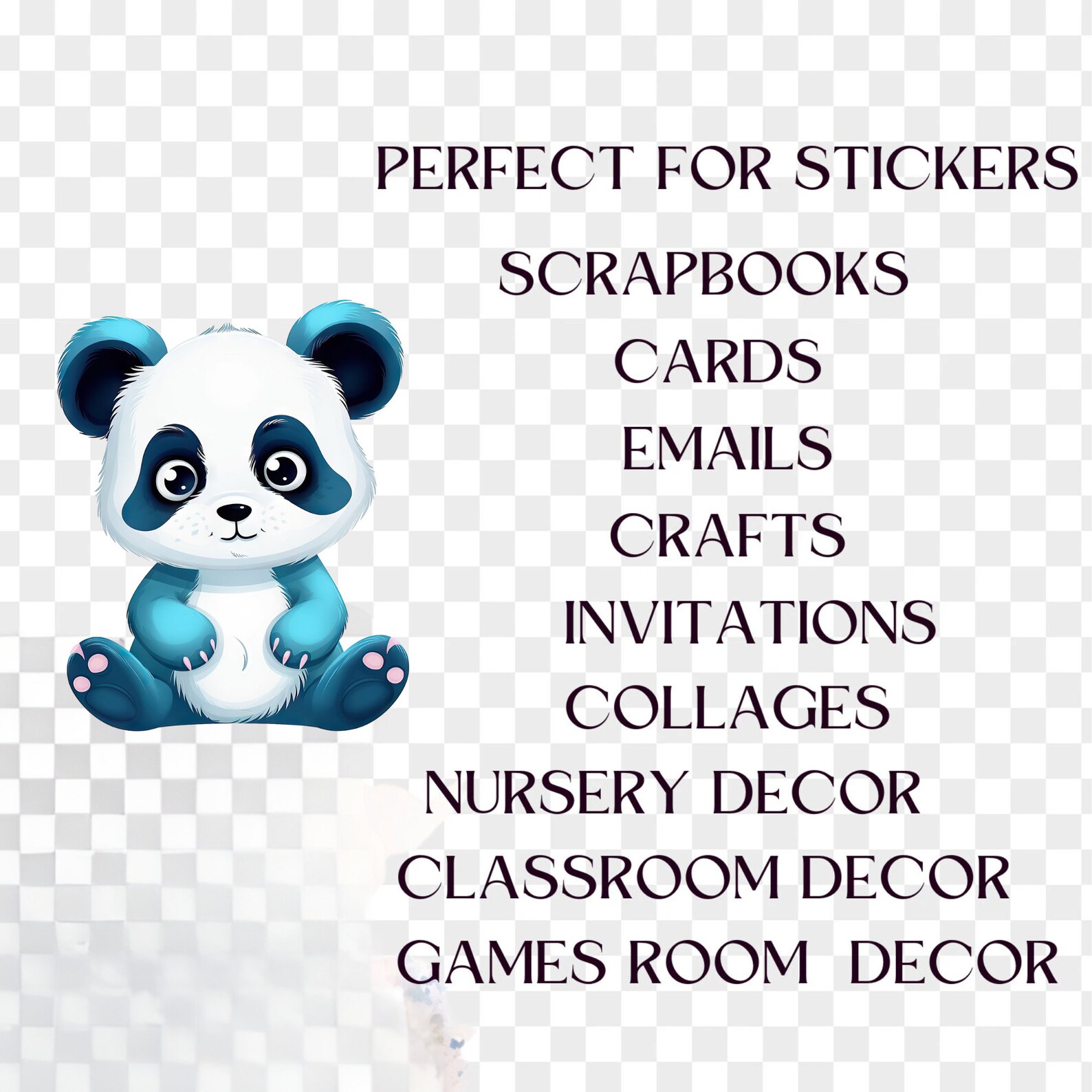 Cute Baby Blue Panda Clipart Baby Shower Gender Reveal Boy - Etsy