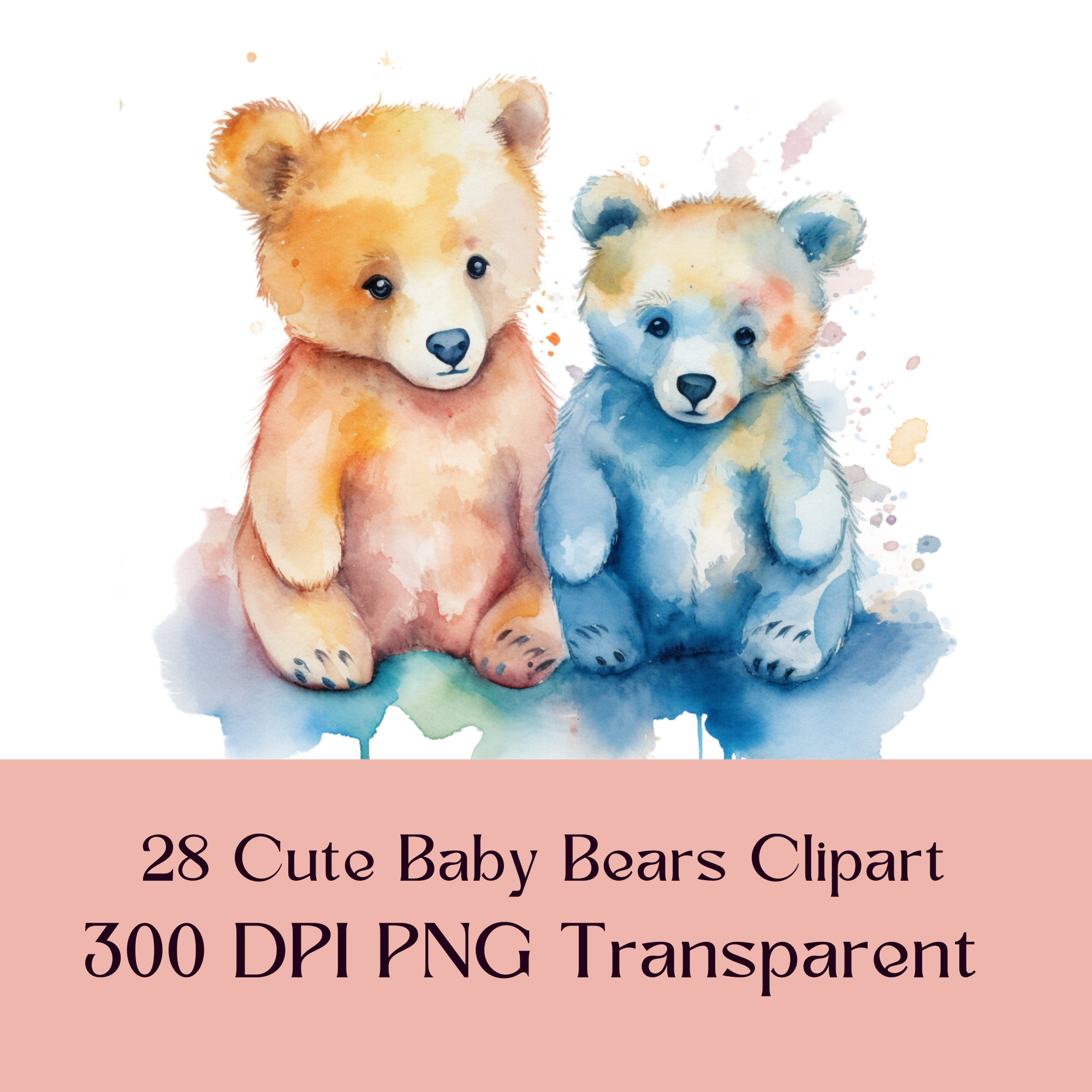 Baby Bear Clipart Watercolor Clipart Bear Cute Forest - Etsy