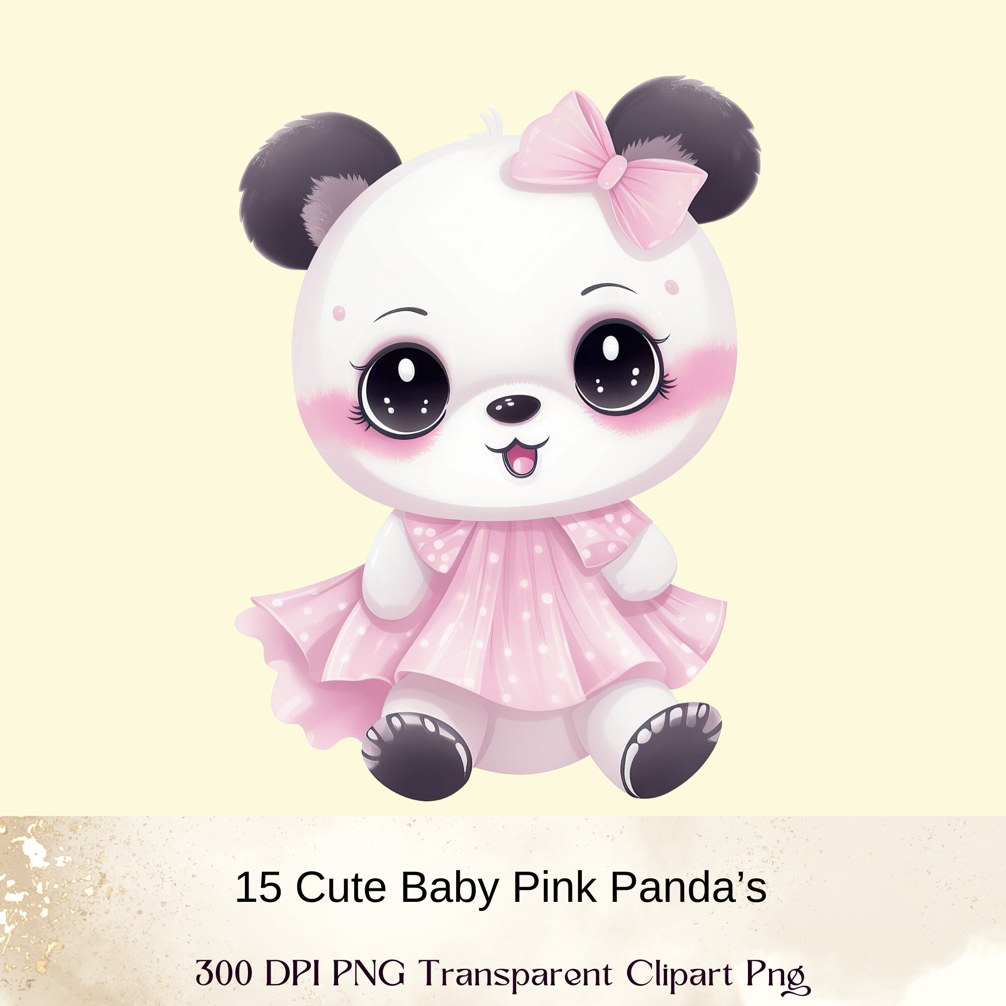 Cute Baby Pink Panda Clipart, Baby Shower, Gender Reveal, Girl 1st ...