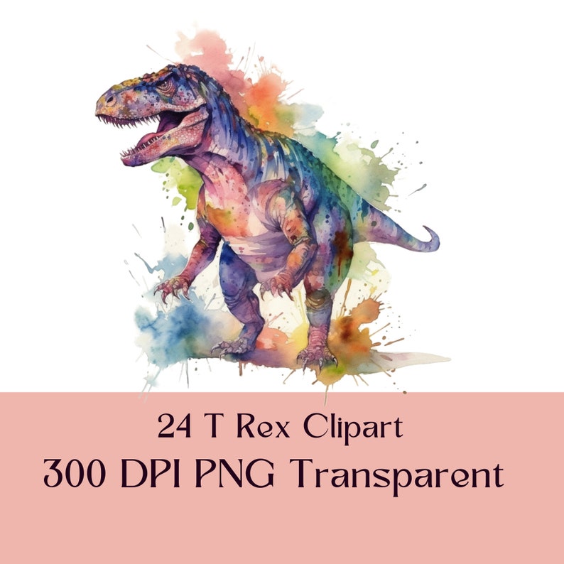 T-rex Watercolor Clip Art Transparent Pngs Childrens - Etsy