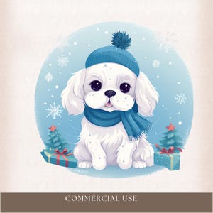 Cute Winter Dog Clipart, Christmas Clipart, Winter Wonderland Clipart ...