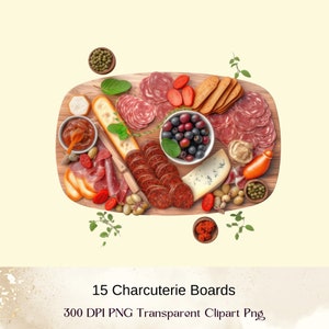 Charcuterie Boards, Charcuterie Food Clipart, Clipart Bundle, Digital ...