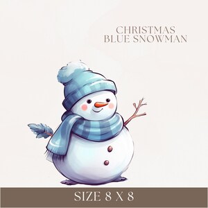 Watercolor Cute Blue Snowman Clipart Bundle, Watercolor Clipart ...