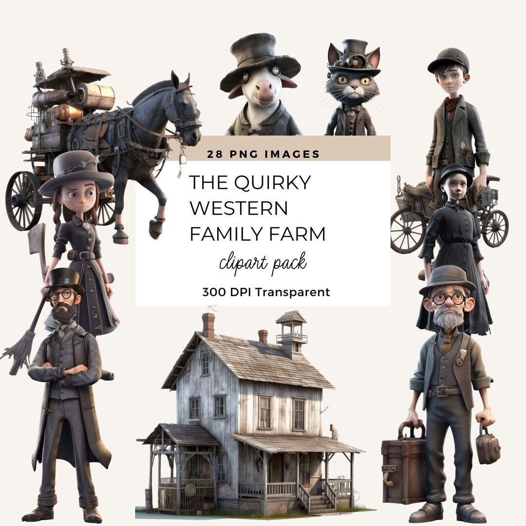 Quirky Clipart the Quirky Western Farm Family Farm Clipart - Etsy