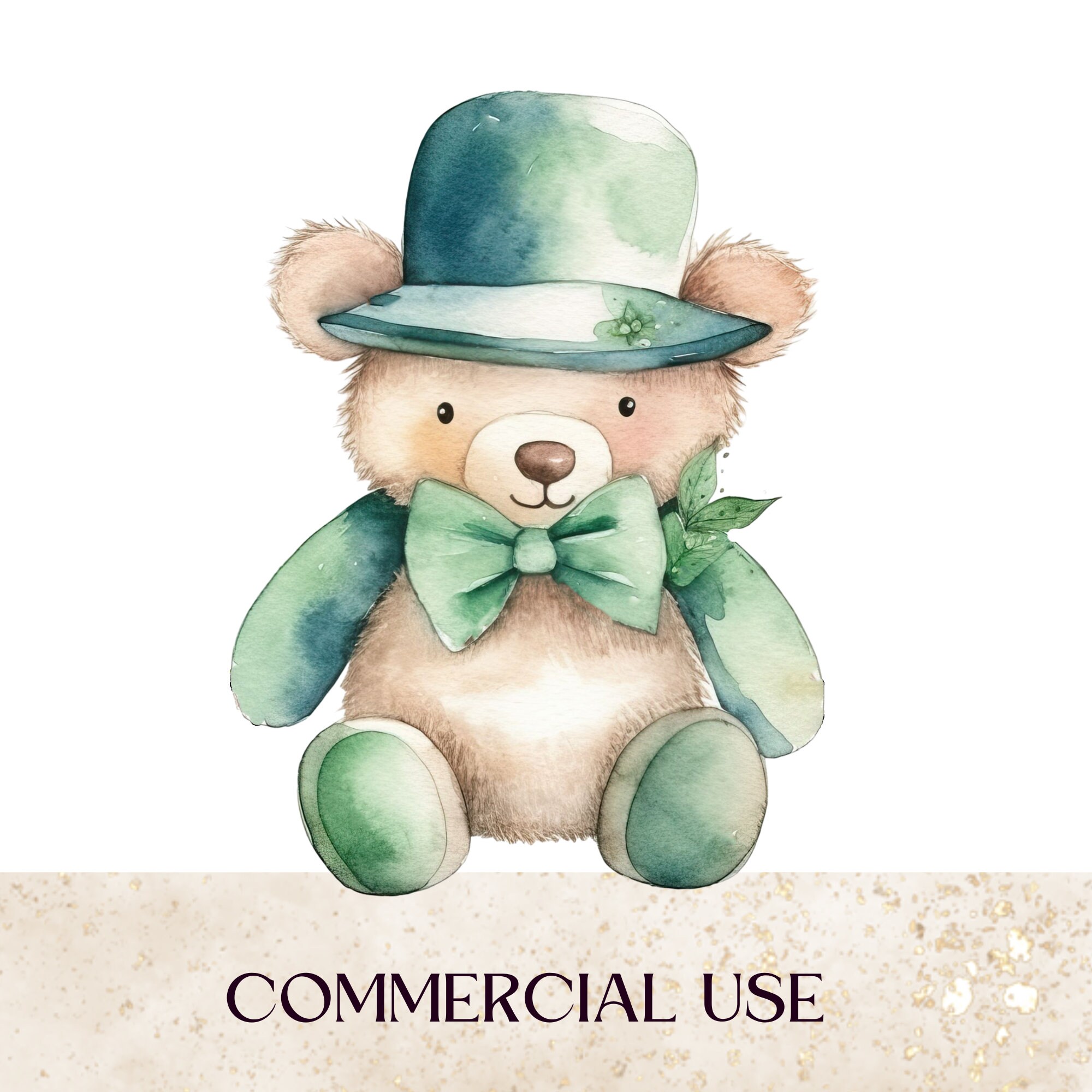 Watercolor Christmas Green Teddy Bear Clipart, Christmas Teddy Bear ...