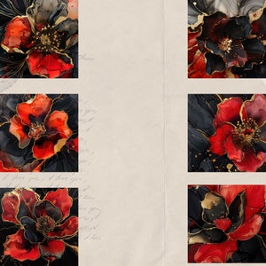 Printable Papers, Alcohol Ink Flower Digital Papers, Gothic Flower Junk ...