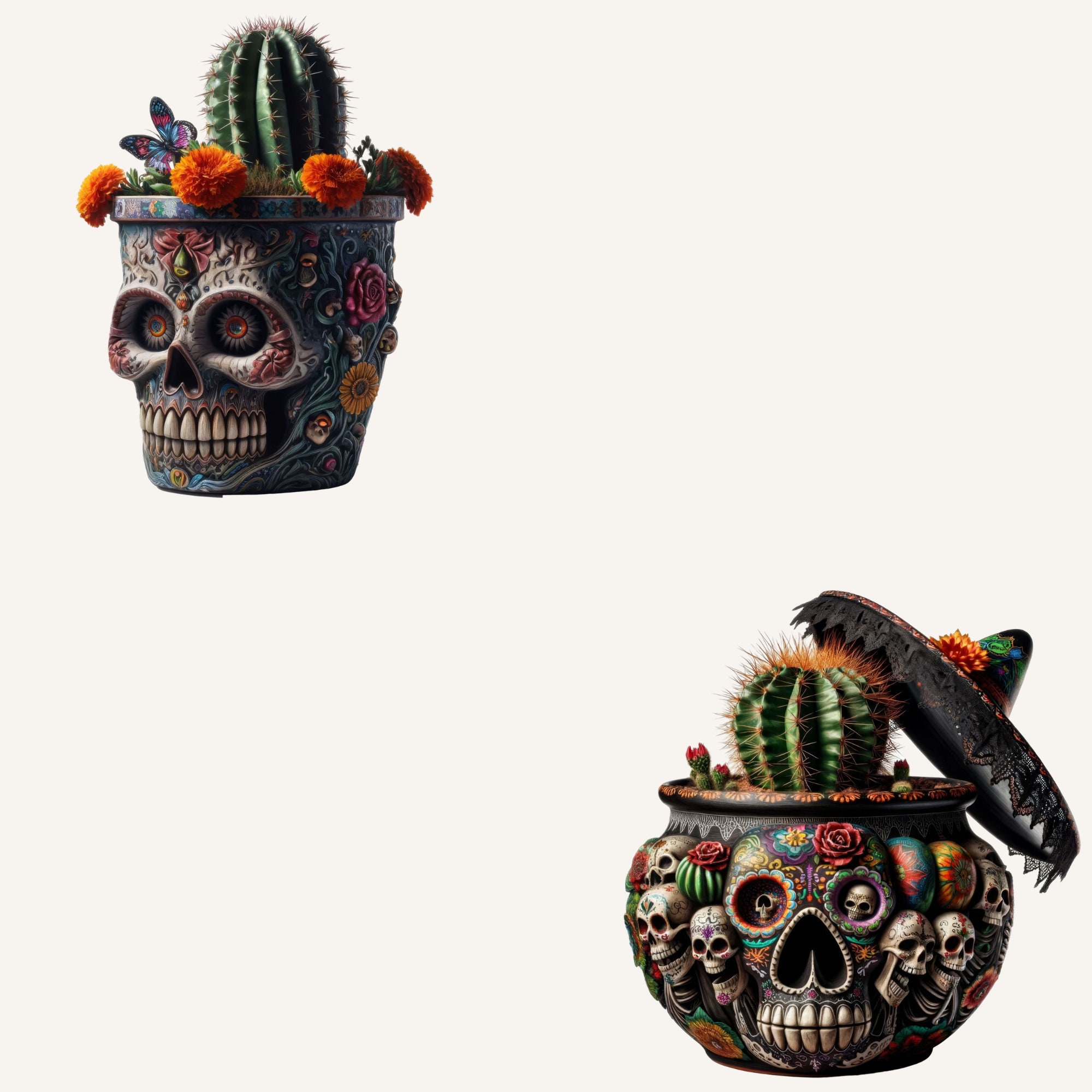 Mexican Clipart, La Calavera Catrina, Sugar Skull Pot Clipart, Mexican ...