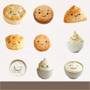 Cute Kawaii Scones and Cream Jam Graphics, Scones Clipart, Baby Shower ...