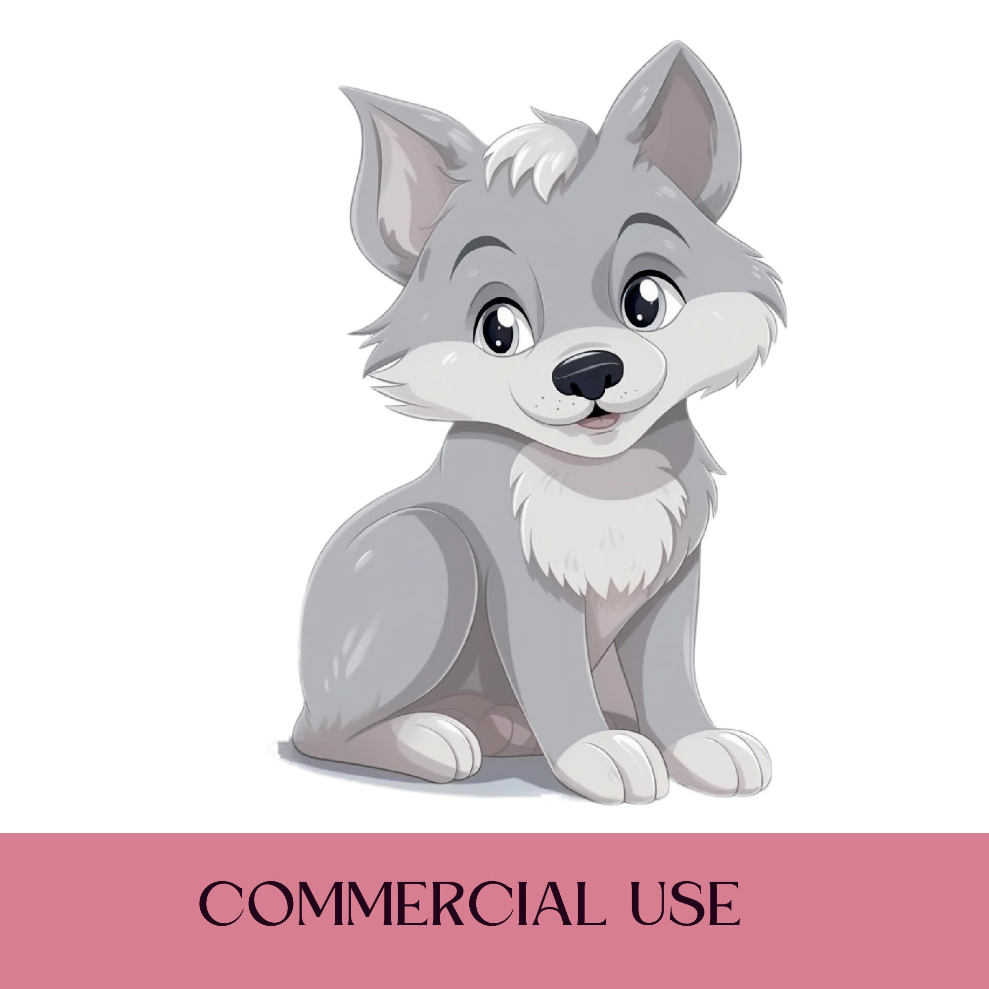 Baby Wolf Clipart, Cute Animals PNG, Forest Nursery Wall Art, Jungle ...