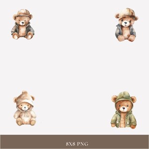 Watercolor Teddy Bears Clipart, Teddy Bear PNG, Commercial Use, Kawaii ...