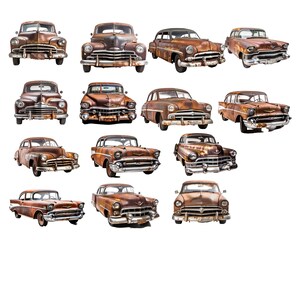 Watercolor Vintage Old Rusty Cars Clipart, Vintage Cars, Antique ...