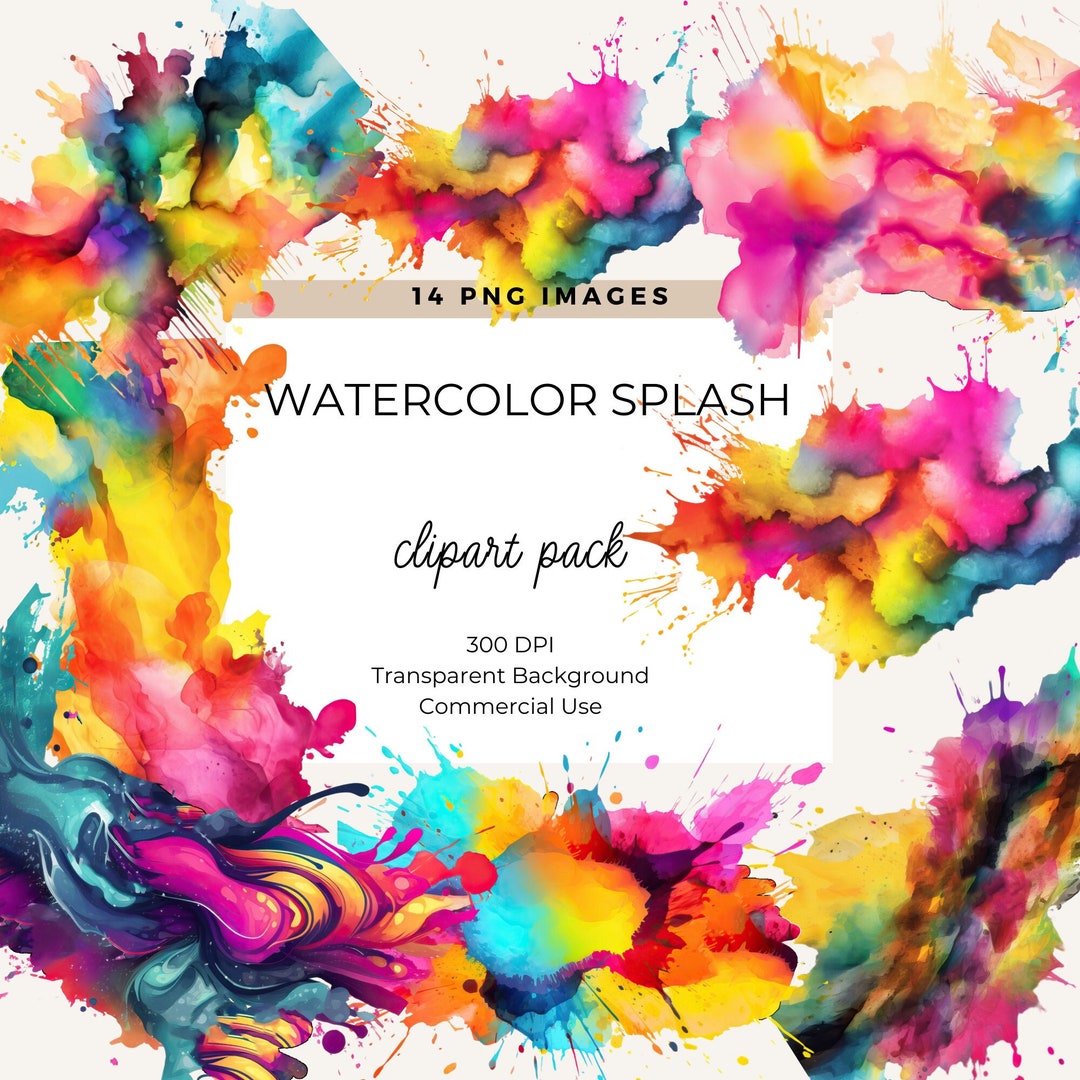 Watercolor Color Splash Clipart, Alcohol Ink Png, Watercolor Splatter ...