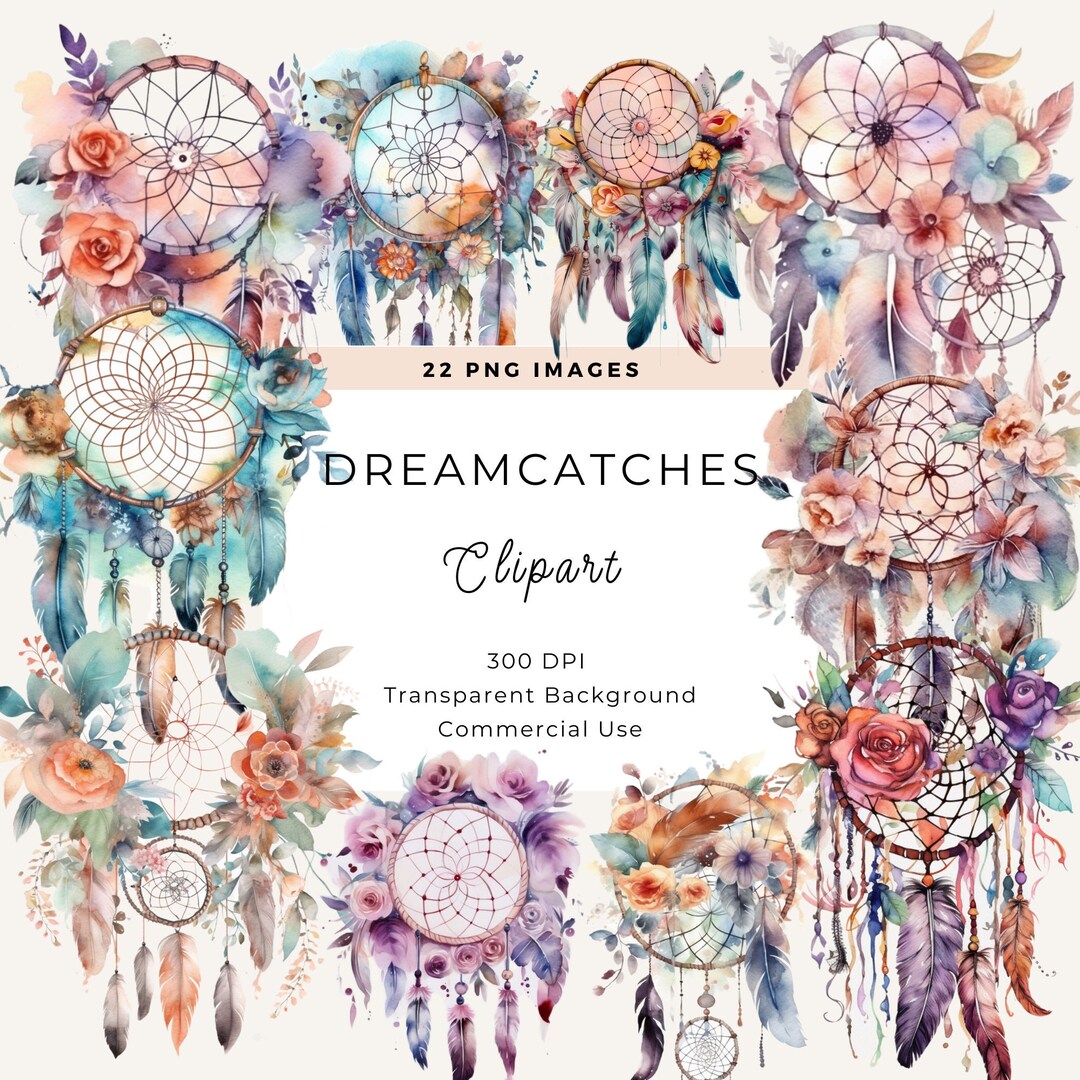 22 Watercolor Dream Catcher Clipart Bundle, Digital Planner, Watercolor ...
