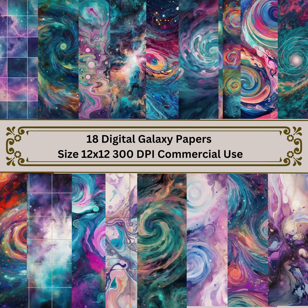 Galaxy Starry Digital Paper, Seamless Texture Galaxy Star Backgrounds ...