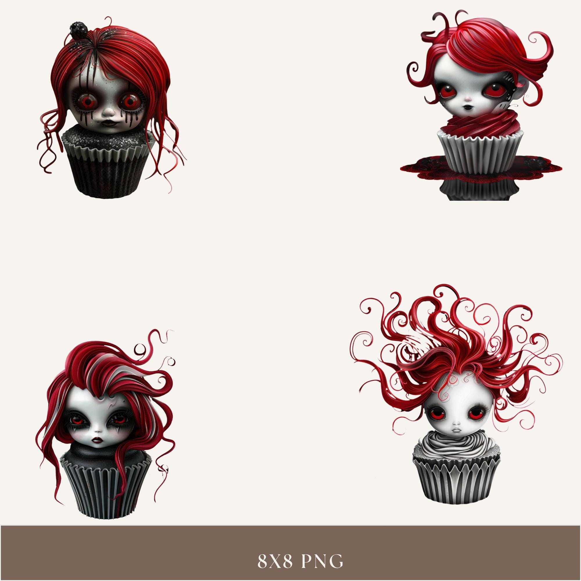 Creepy Halloween Cupcakes Clipart, Transparent PNG, Spooky Party ...